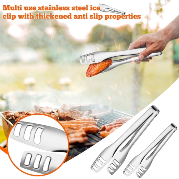 2PCS 304 Stainless Steel BBQ Food Tongs, 9.45 Inch Multifunction Steak ...