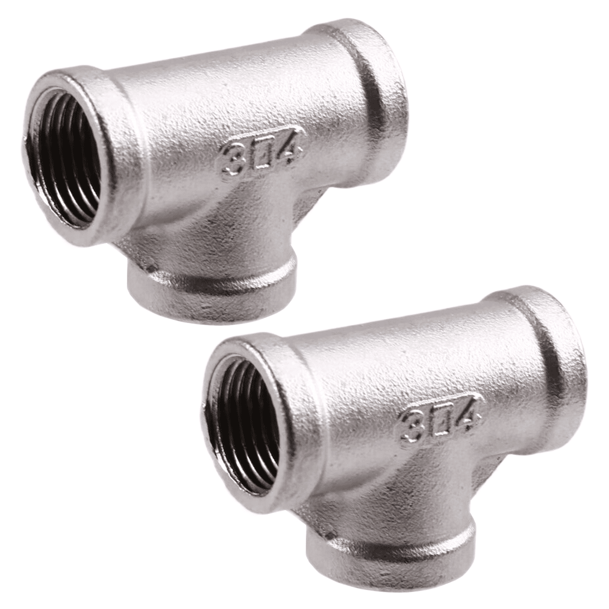 2PCS 304 Stainless Steel Female Thread Tee Connector BSPT Pipe ...