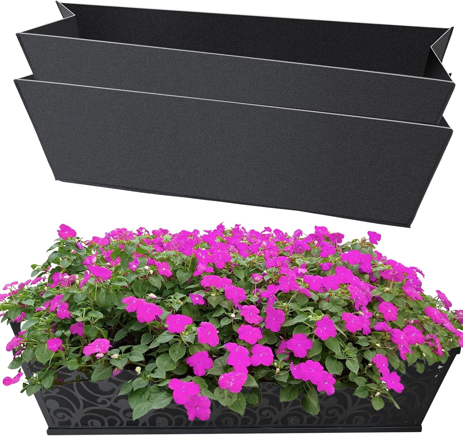 2PCS 30Inch Rectangle Window Box Liner Felt Planter Basket Liner Insert ...