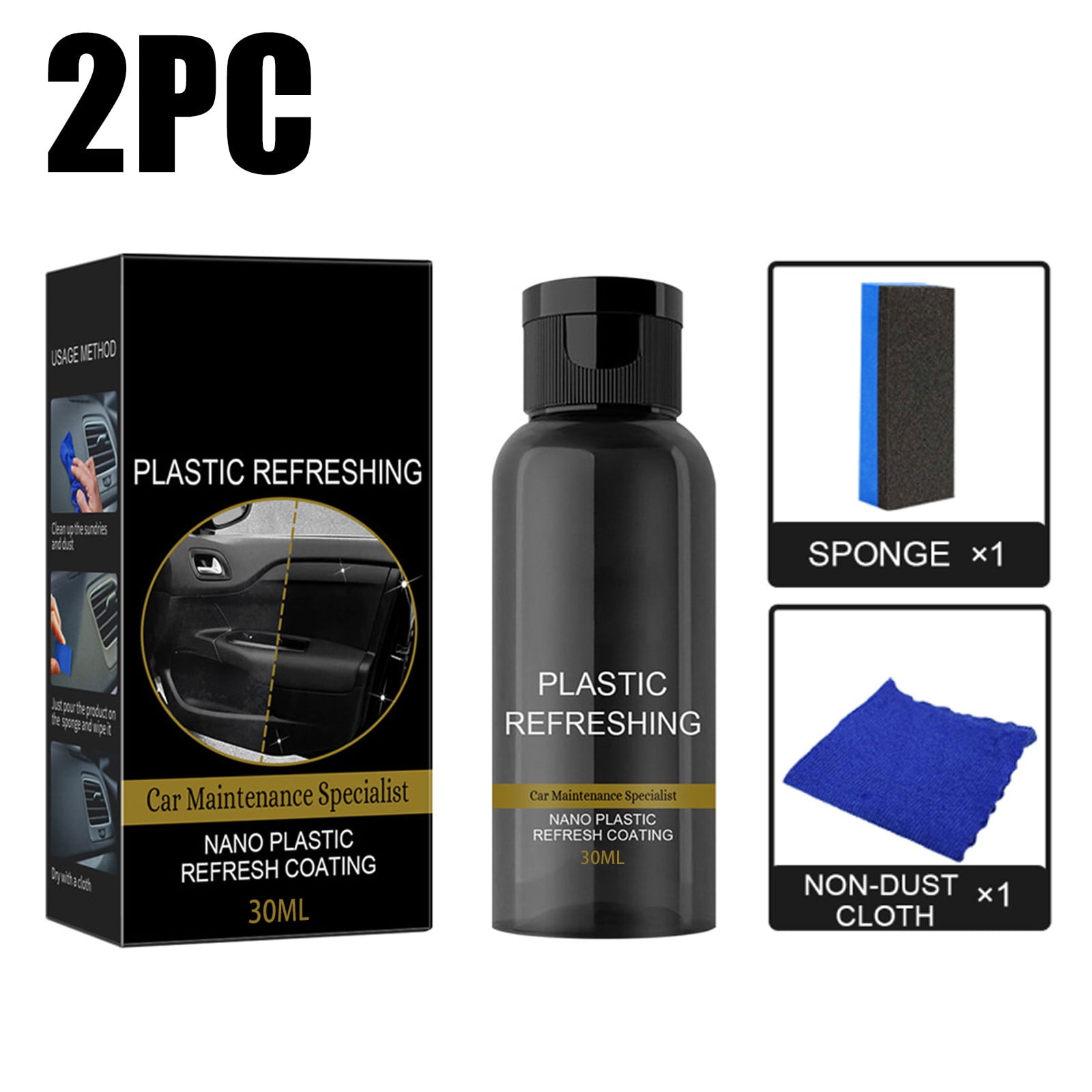 2PCS 30ML Car Refinishing Agent Clean Interior Dust Proofing & Shine ... 2PCS 30ML Car Refinishing Agent Clean Interior Dust Proofing & Shine ...