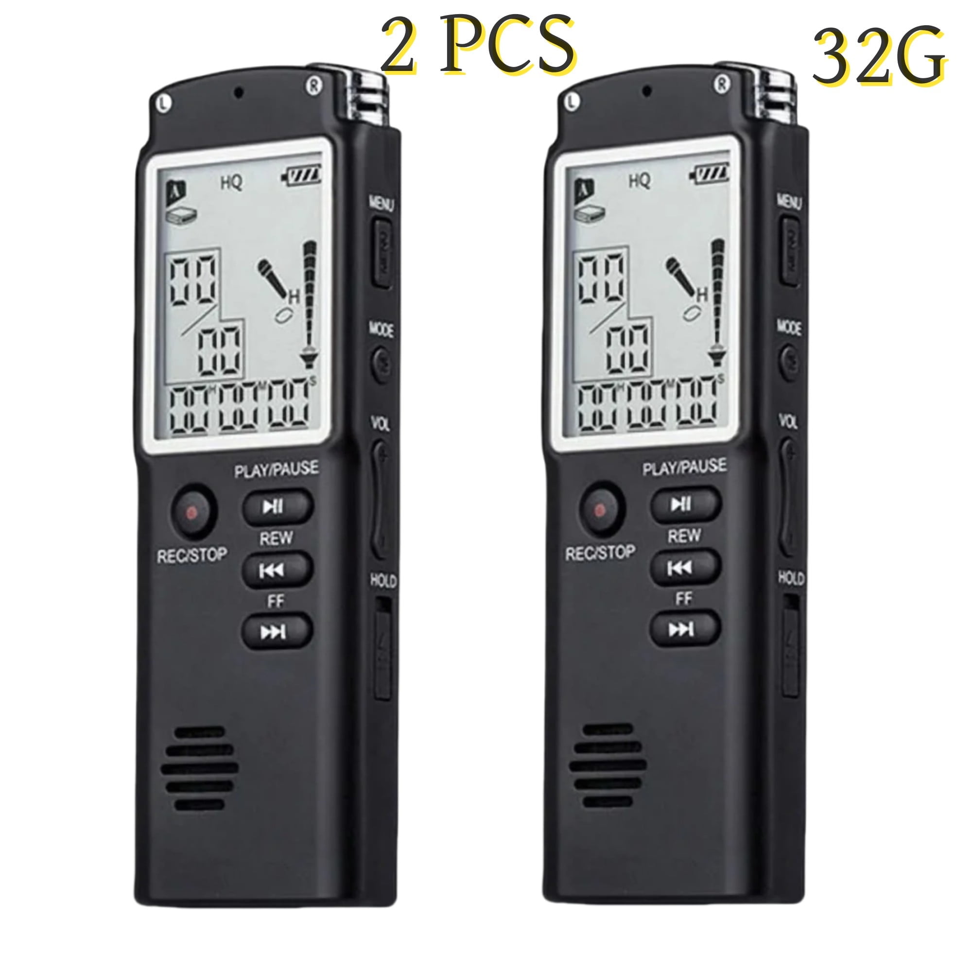 2PCS 32GB Lecture Digital Voice Recorder, Rechargeable Digital Voice ...