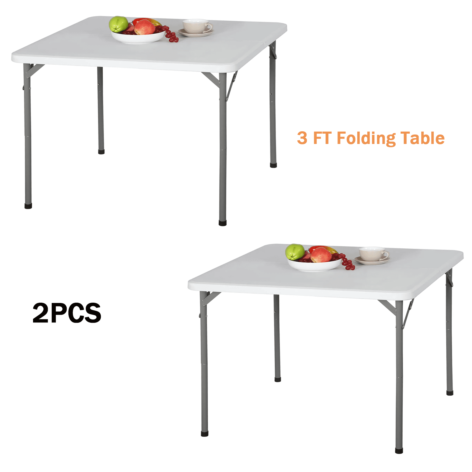 2PCS 34" Square Folding Card Table with Resin Top Fold in Half Small ...