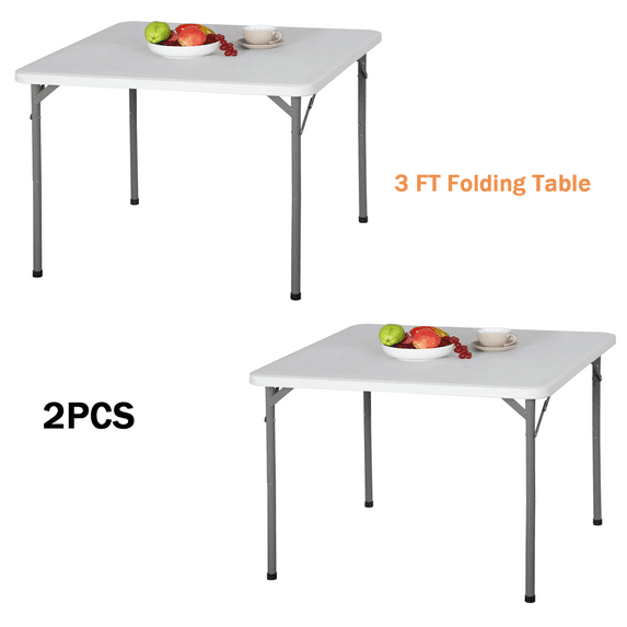 2PCS 34" Square Folding Card Table with Resin Top Fold in Half Small ...