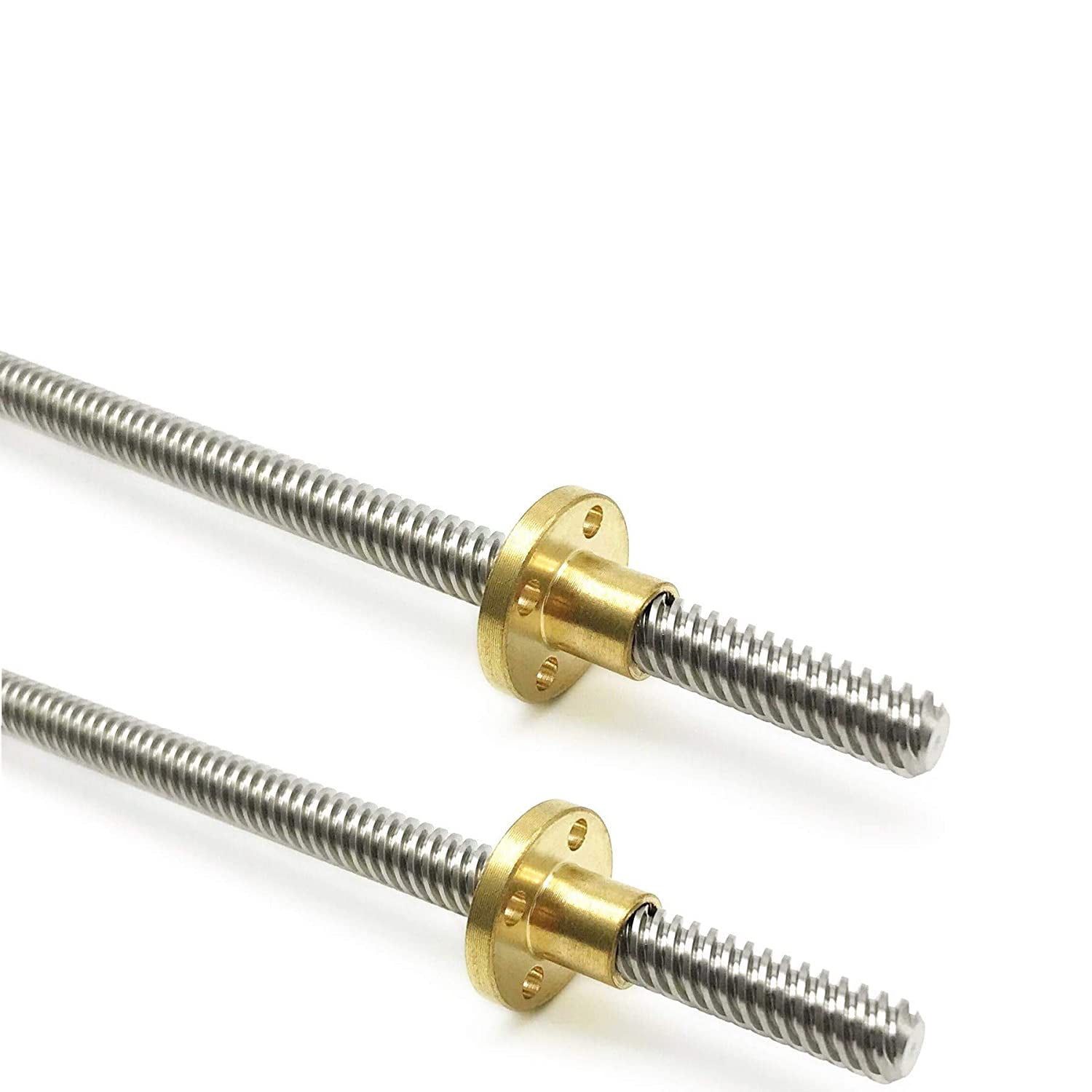 2PCS 350mm（13.78 Inches）Tr8x8 Lead Screw with T8 Brass Nut (Acme Thread ...