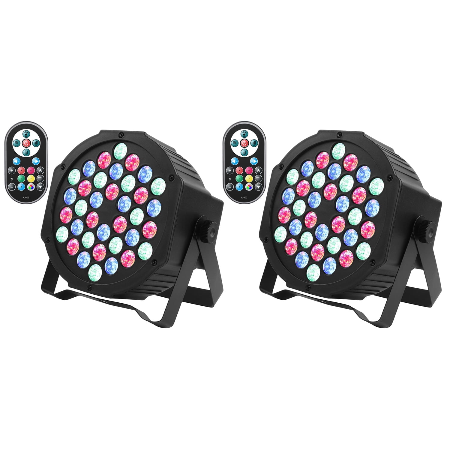 2PCS 36-LED RGB DJ Par Lights with Remote - DMX/Sound Sync for DJ ...