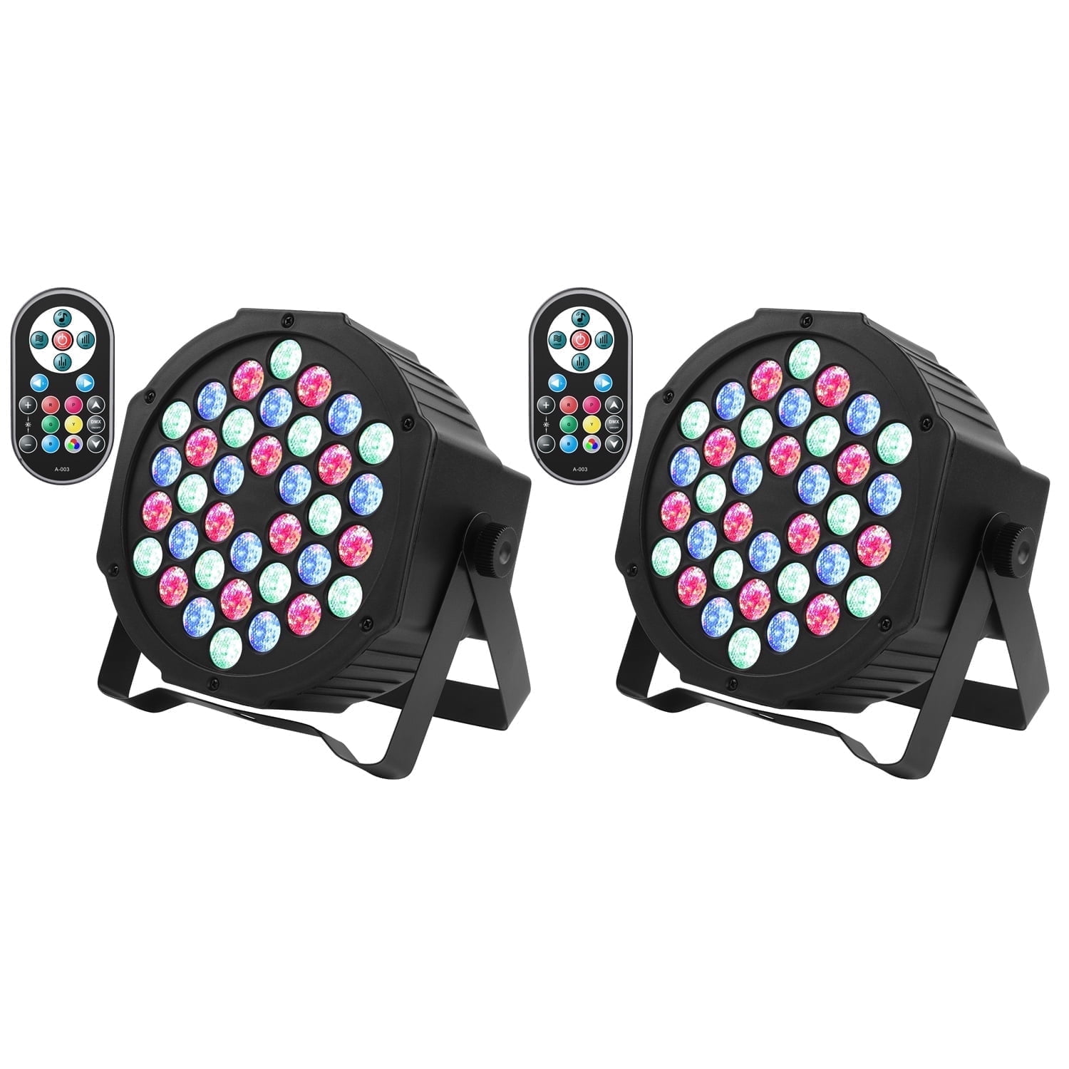 2Pack 36-LED RGB DJ Par Lights with Remote - DMX/Sound Sync for DJ ...