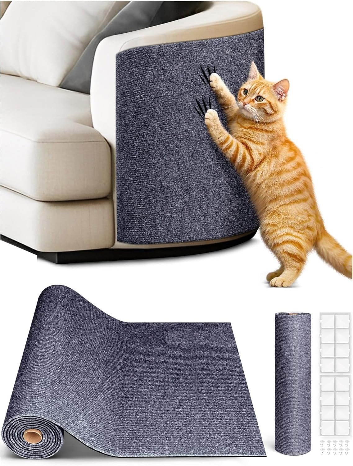 2PCS 39.4"x15.8" Cat Scratch Mat, Trimmable Self-Adhesive Carpet, DIY ...