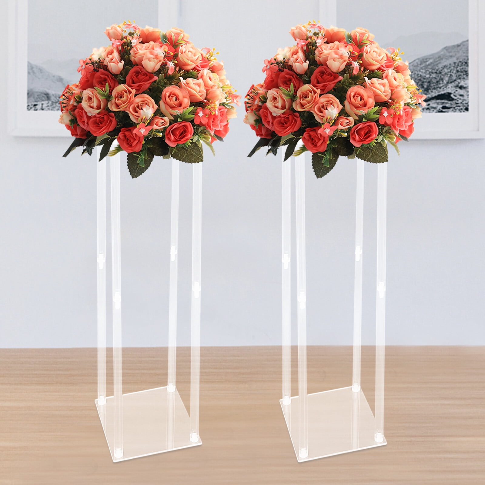 2PCS 39" Acrylic Flower Stand Column Vase Centerpieces Clear Wedding ...