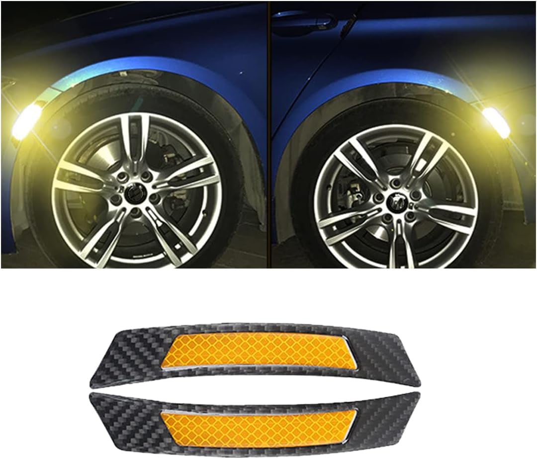 2PCS 3D Super Reflective Stickers, Carbon Fiber Wheel Eyebrow Strips ...