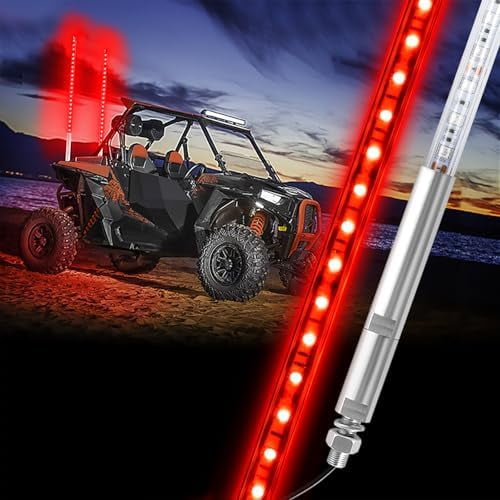 2PCS 3FT LED Whip Lights 0.9M Flag Pole Light Safety Antenna Whips Lamp ...