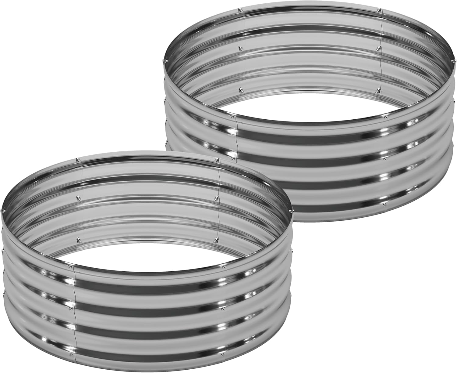 2PCS 3x3x1FT Galvanized Raised Garden Bed Kit,Vegetable Boxes-Round ...