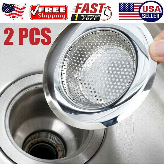 2PCS 4.5" Kitchen Sink Strainer Stopper Stainless Steel Drain Basket ...