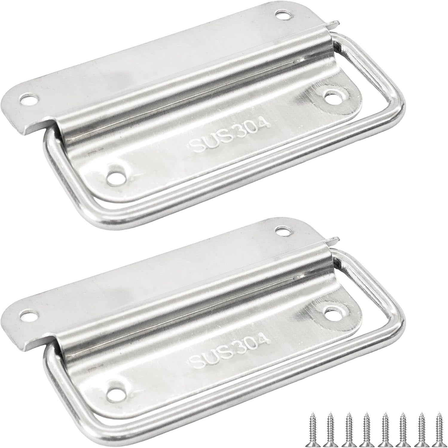 2PCS 4 Inch 304 Stainless Steel Pull Handles, Foldable Ring Pull with ...
