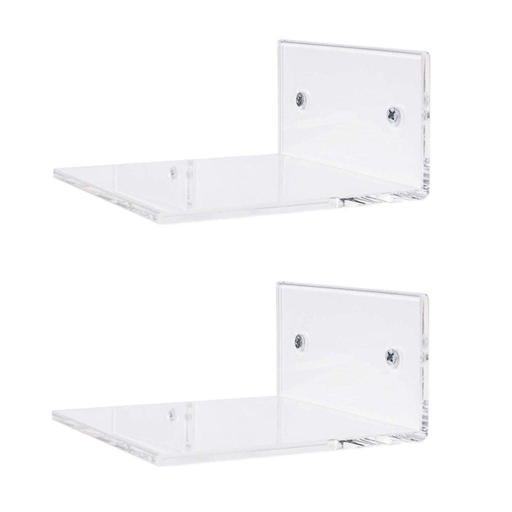 2PCS 4 in Small Acrylic Shelf Clear Floating Shelves Small Adhesive ...