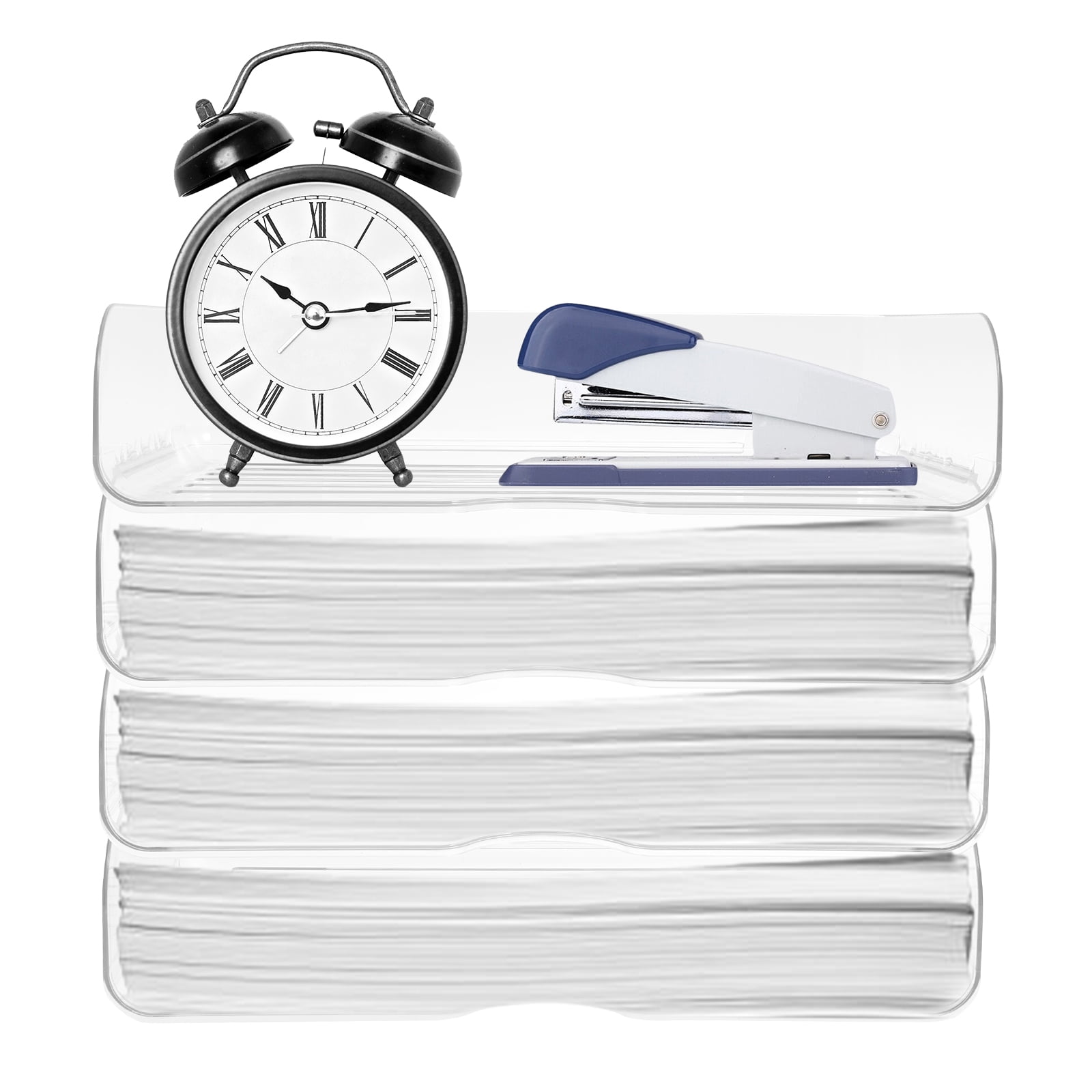 2PCS 4 Tiers Paper Organizers Tray Stackable Desk Document Trays Clear ...
