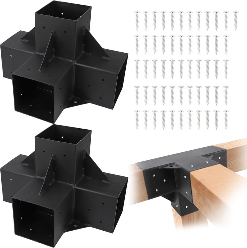 Pergola Brackets Kit 4-Pack - 3-Way & 4-Way Corner Brackets With Post ...