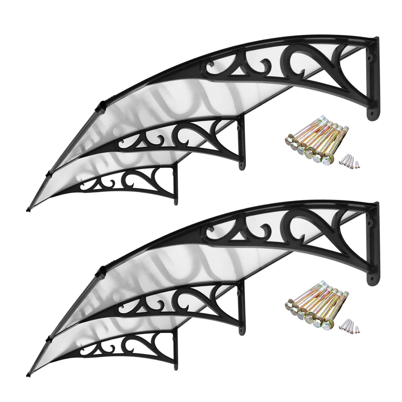 2PCS 40"x80" Outdoor Polycarbonate Front Door Window Awning Patio Cover ...