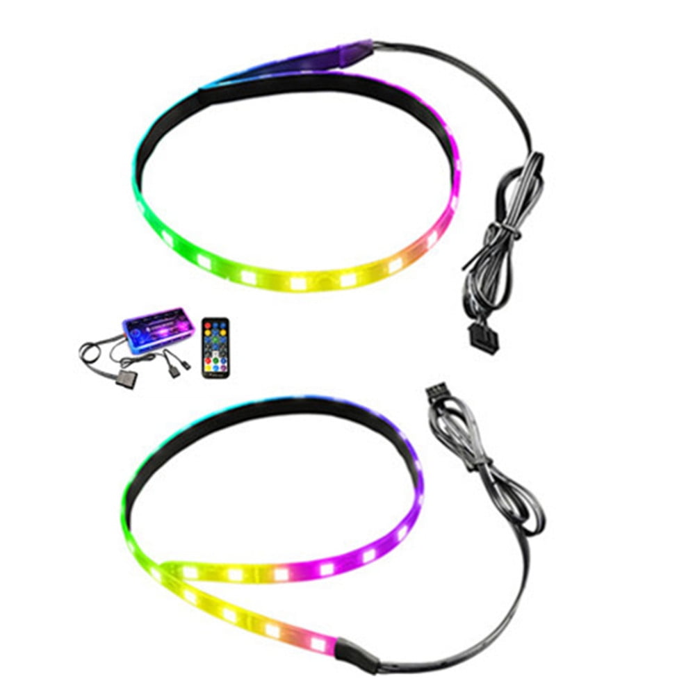 2PCS 40cm Magnetic RGB Lighting Strip with 5V 3Pin ARGB Remote Control ...