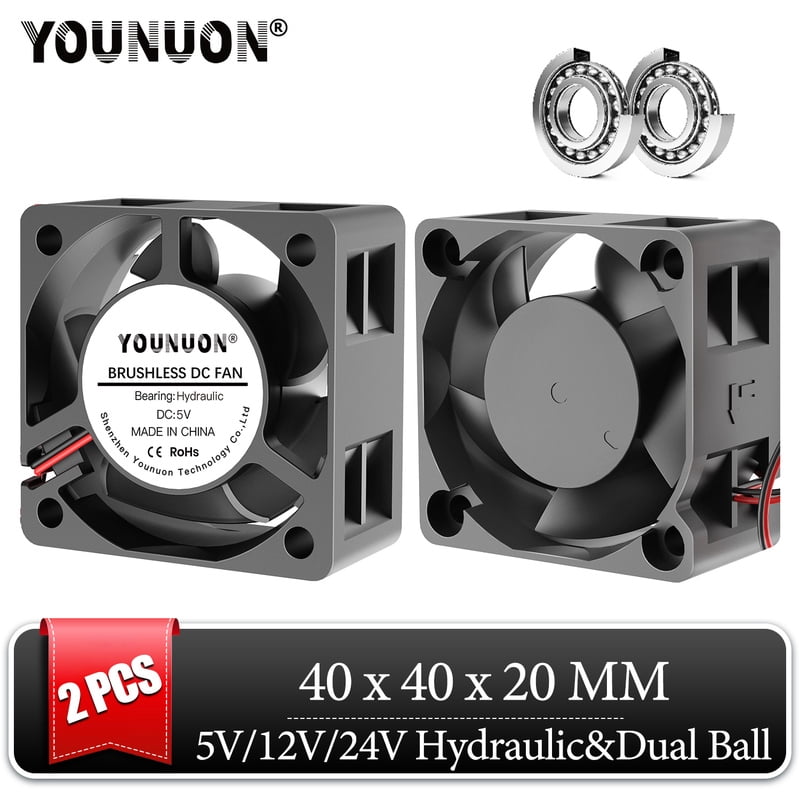 2PCS 40mm 4020 Fan DC 5V 12V 24V Dual Ball Bearing for 3D Printer ...