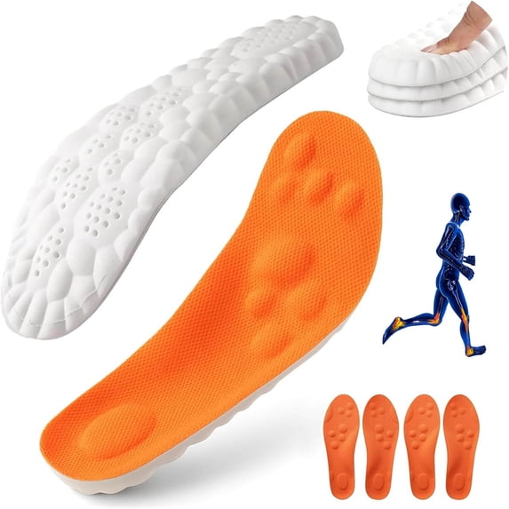 2PCS 4D Cloud Technology Insole, Memory Foam Insoles with Arch Support ...