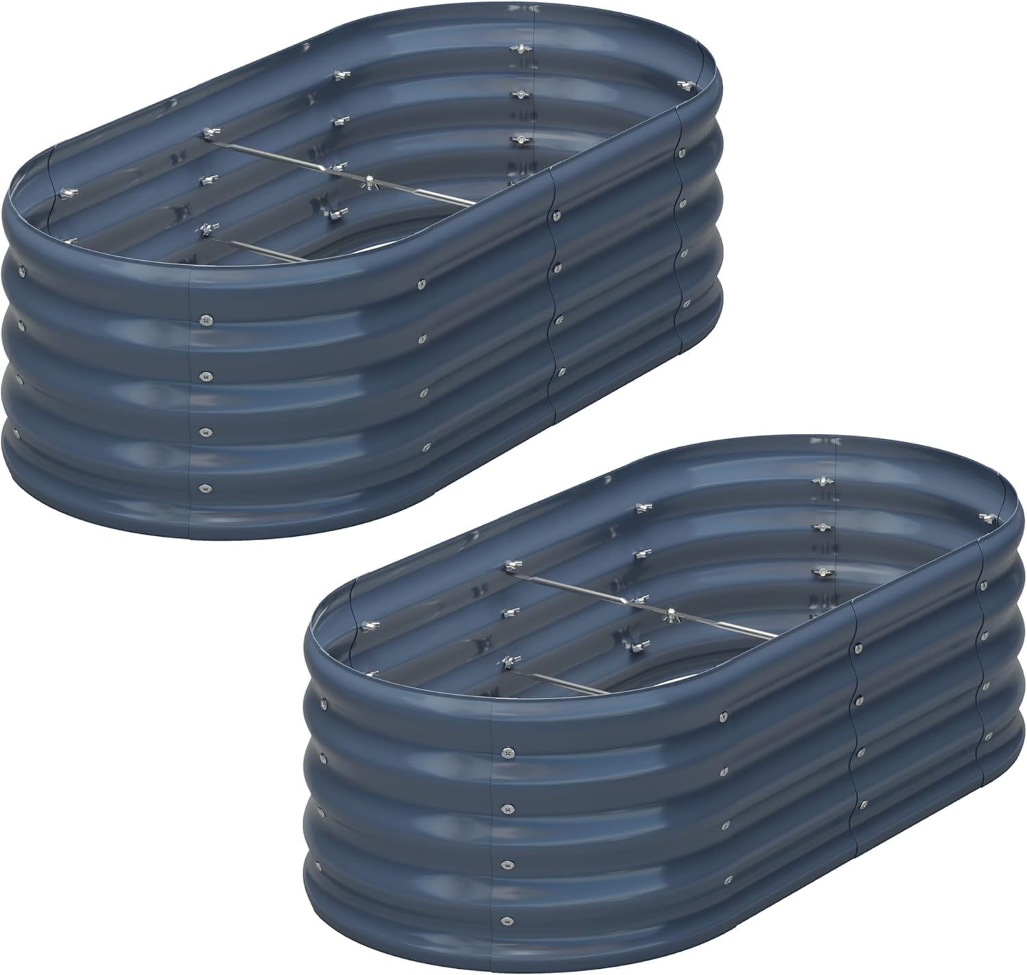 2PCS 4x1.8x1FT Galvanized Raised Garden Bed,Raised Garden Bed Kit-Oval ...