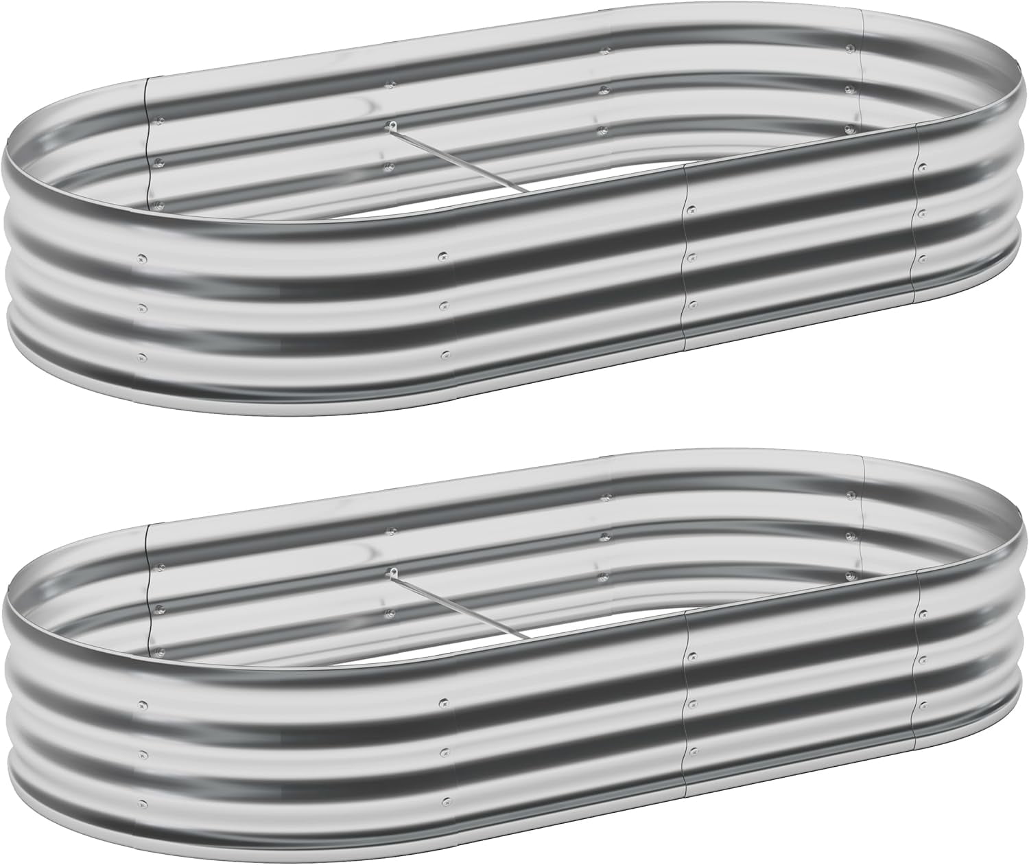 2PCS 4x2x1FT Galvanized Raised Garden Bed Kit,Vegetable Boxes-Oval ...