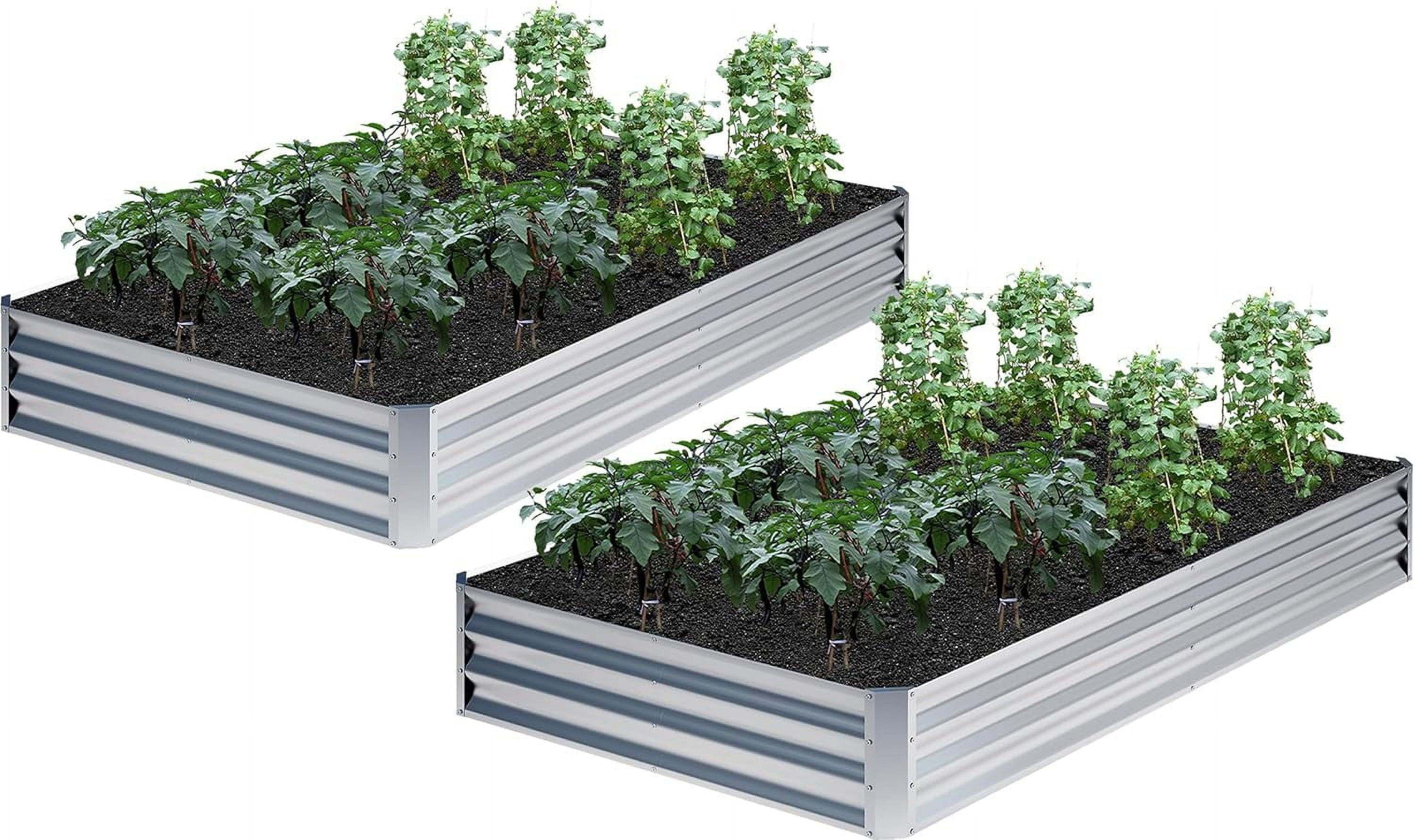 2PCS 4x2x1FT Galvanized Raised Garden Bed,Planter Raised Beds-Metal ...