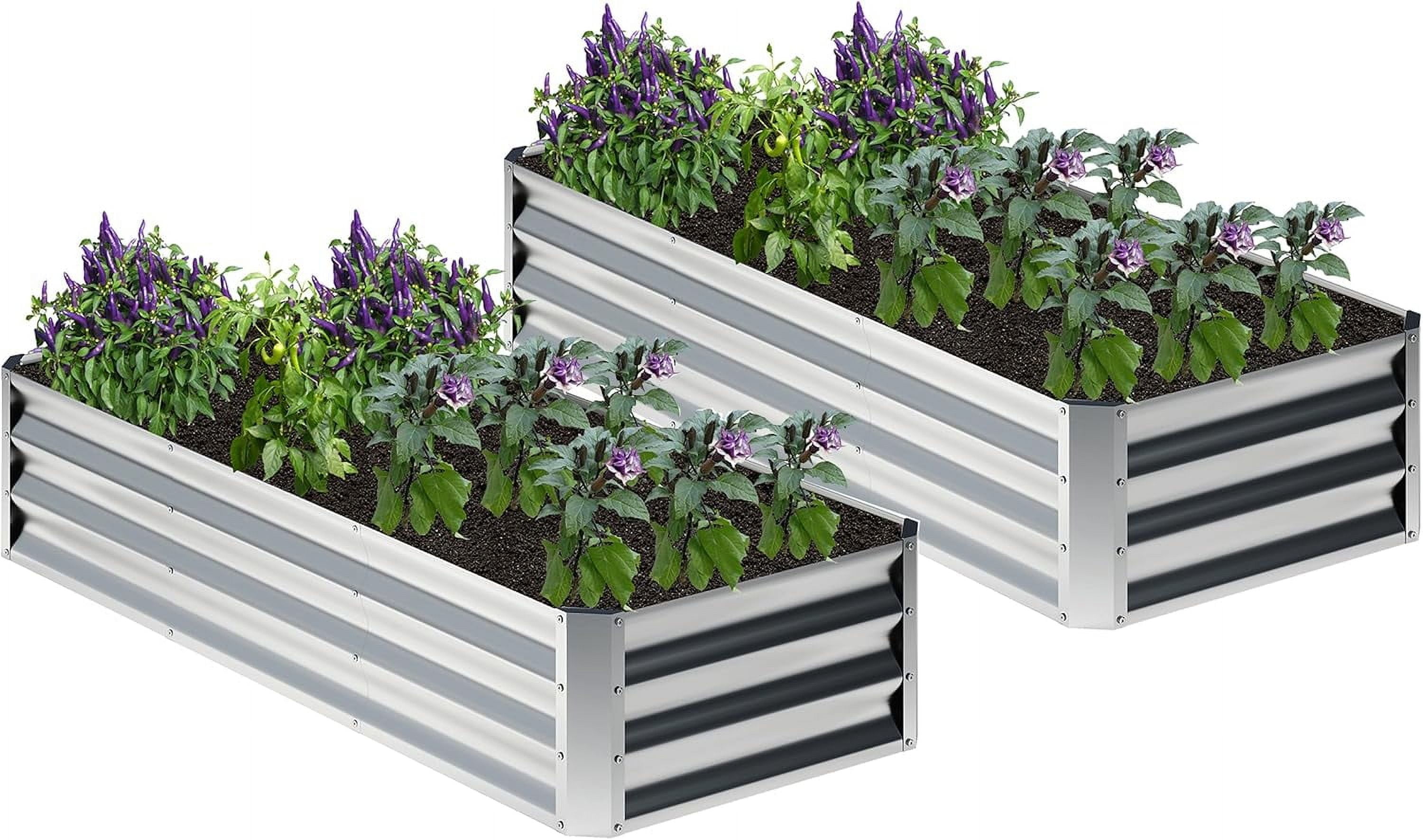 2PCS 4x2x1FT Galvanized Raised Garden Bed,Planter Raised Beds-Metal ...