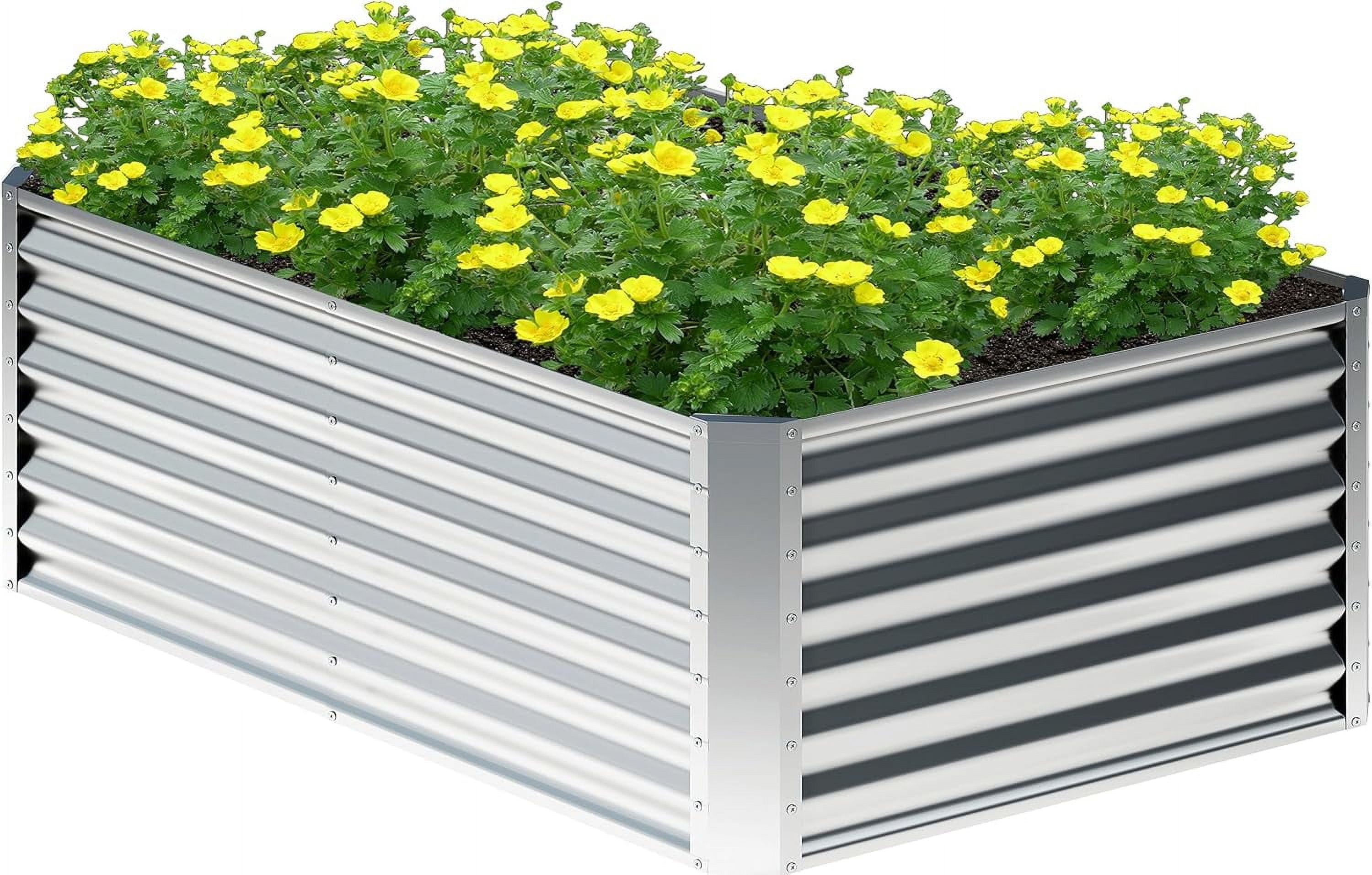 2PCS 4x2x1FT Galvanized Raised Garden Bed,Planter Raised Beds-Metal ...