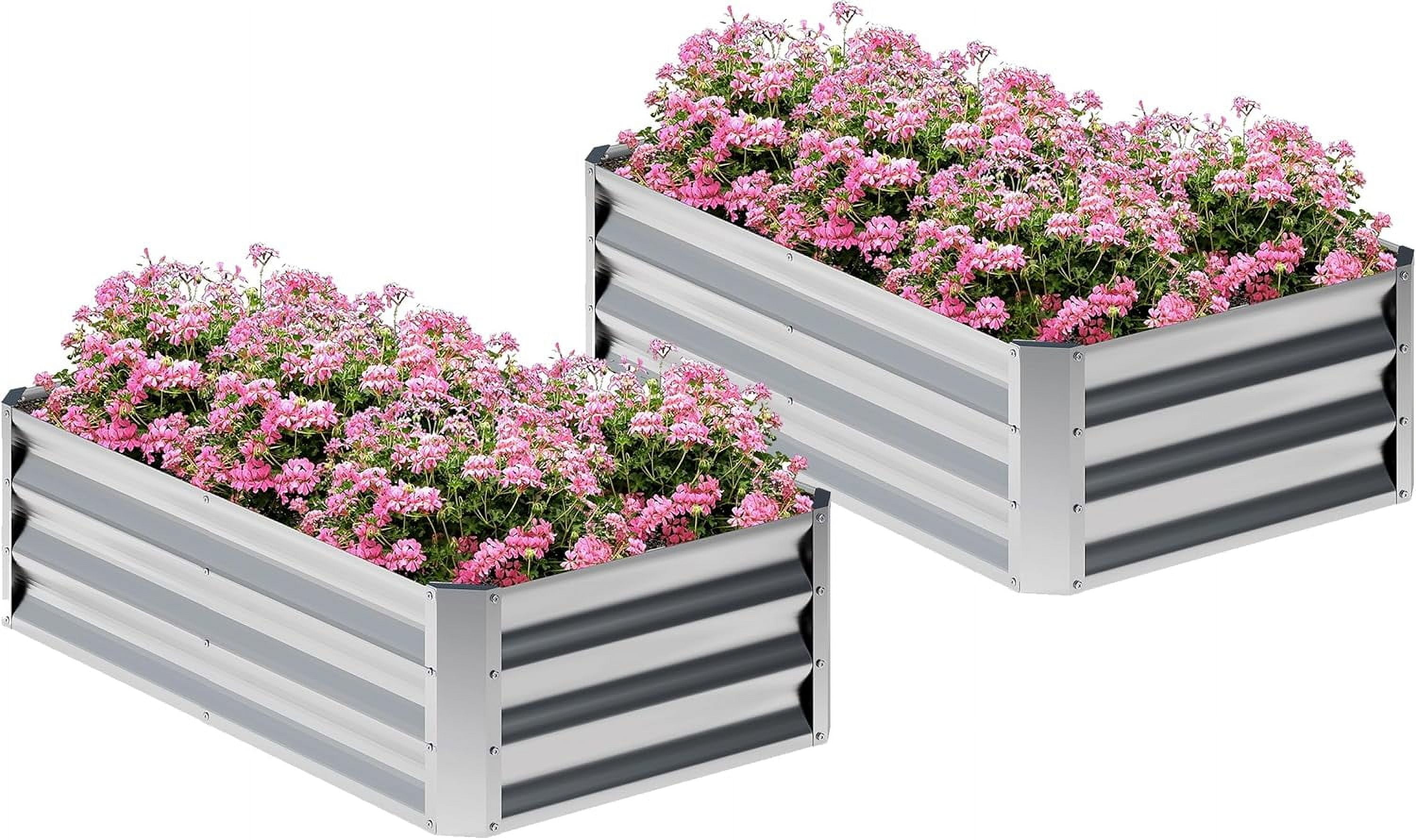 2PCS 4x2x1FT Galvanized Raised Garden Bed,Planter Raised Beds-Metal ...