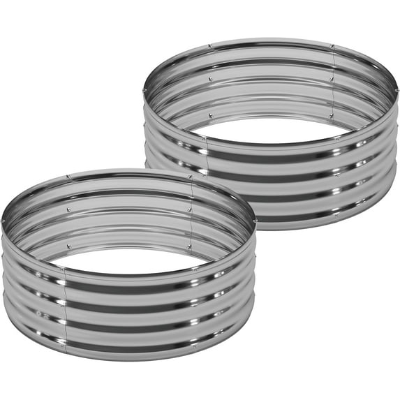 2PCS 4x4x1FT Galvanized Raised Garden Bed Kit,Vegetable Boxes-Round ...