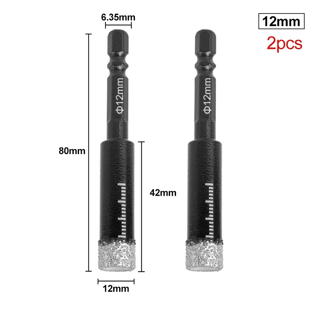 2PCS 5-16mm Diamond Dry Drill Bits Hole Saw Cutter Hex Handle For ...