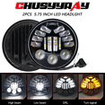 2PCS 5 3/4 5.75" Round GLASS LED Headlights Hi/Lo For 1959-1974 Dodge ...