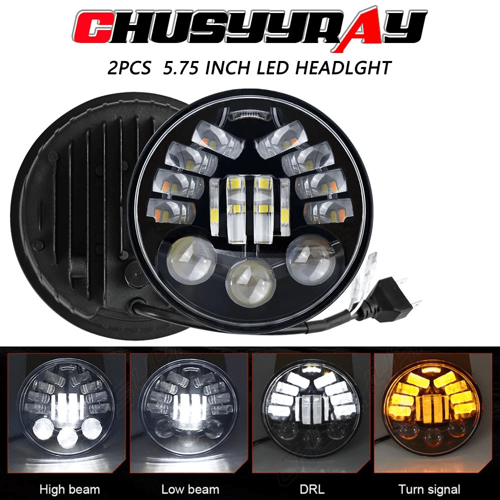 2PCS 5 3/4 5.75" Round LED Headlights DRL Hi/Lo For 1959-1974 Dodge ...