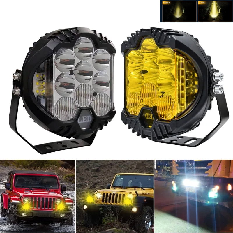 2PCS 5 Inch Three Side illuminated Work Lights For Jeep Wrangler Truck ...
