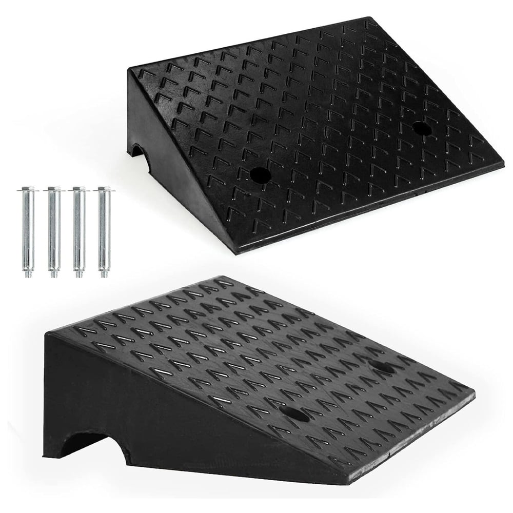2PCS 5" Rubber Car Curb Ramps, Rise Portable Lightweight Threshold Ramp ...