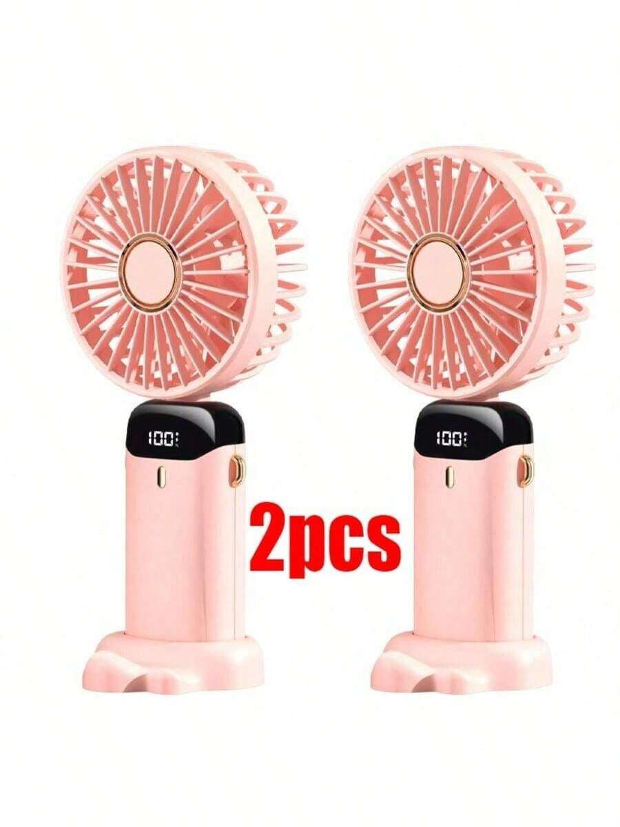 2PCS 5-Speed Portable Mini Fan - USB Fan With LED Display, Rechargeable ...
