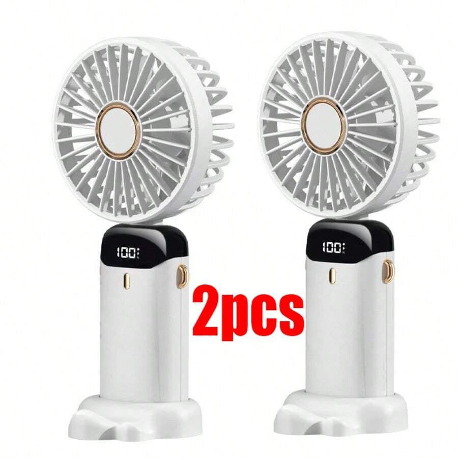 2PCS 5-Speed Portable Mini Fan - USB Fan With LED Display, Rechargeable ...