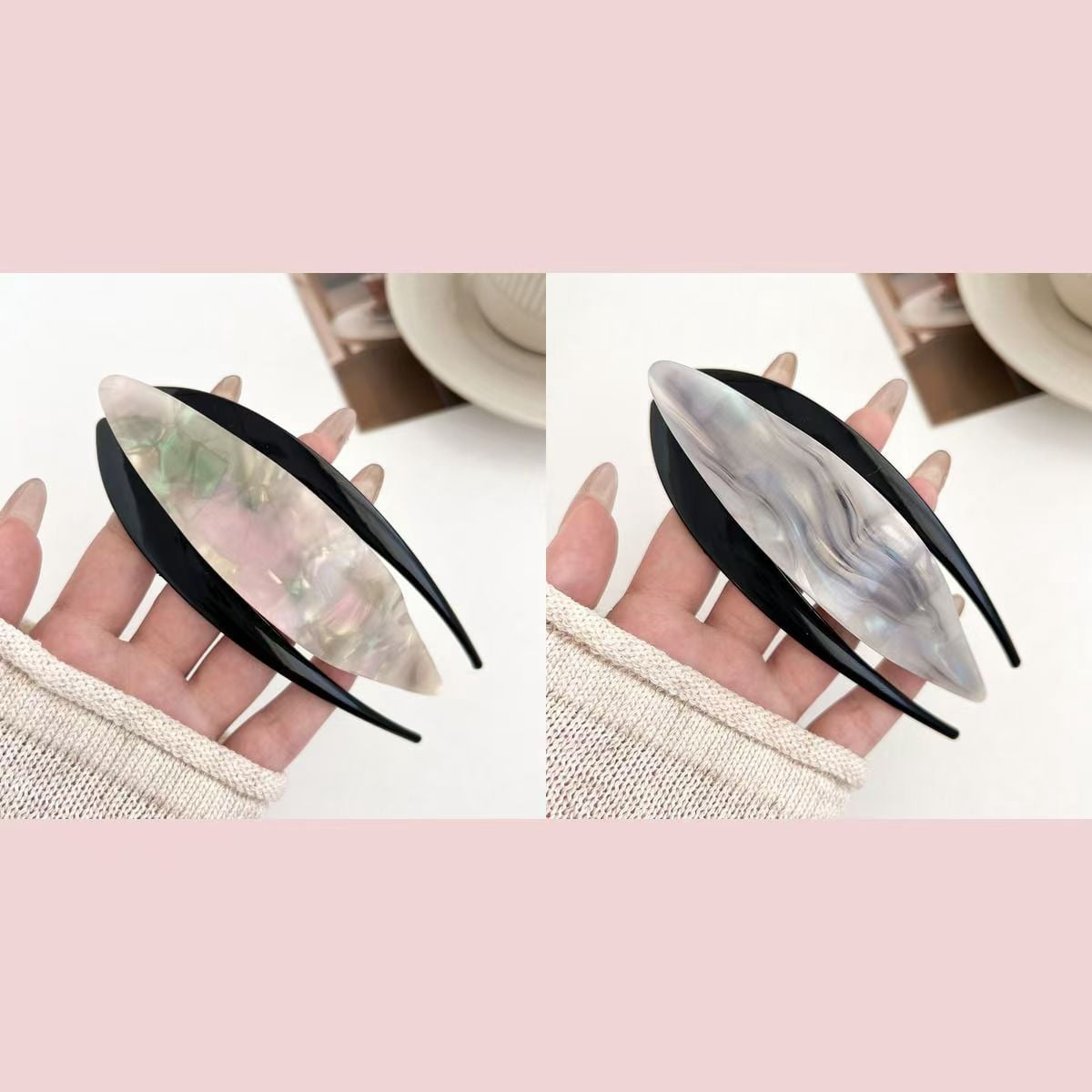 2PCS 5 inches Handmade Celluloid French Design Tortoise Shell Barrettes ...