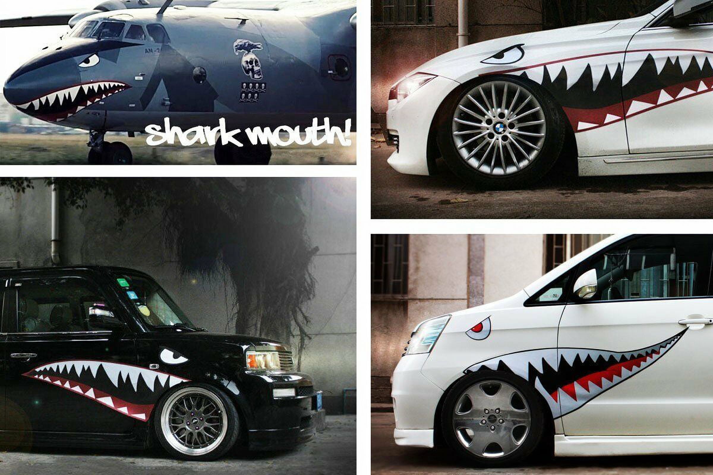2PCS 59 Inch Shark Mouth Tooth Flying Tiger Vinyl Auto Car Side Door ...