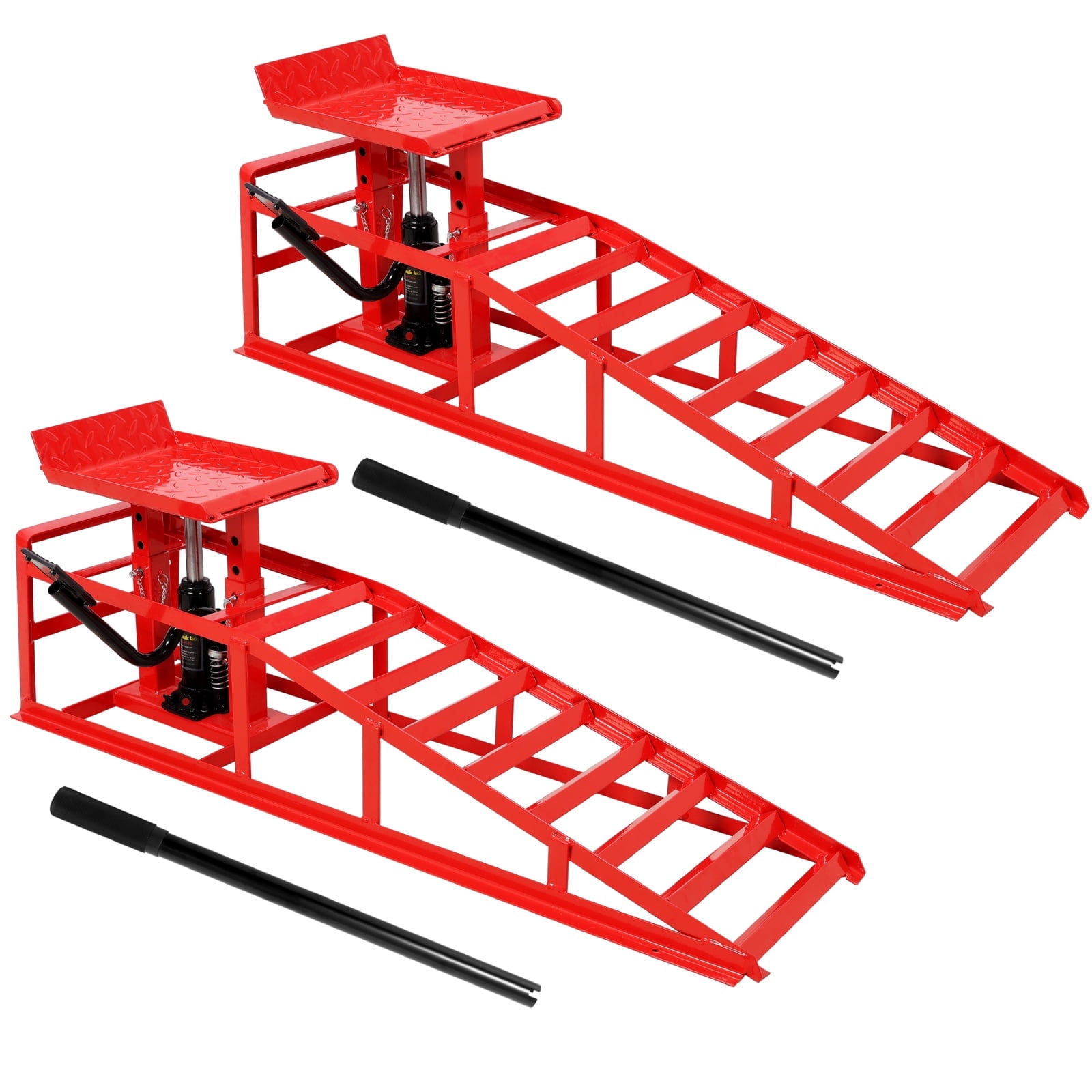 2PCS 5T Hydraulic Car Ramps with Foot Pedal, Heavy Duty Hydraulic Auto ...