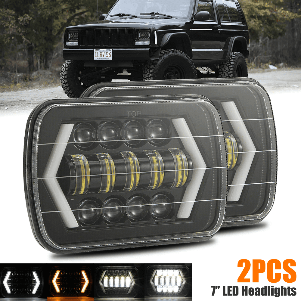 2PCS 5X7" 7x6 '' Rectangle LED Headlight DRL High/Low Beam For Toyota ...