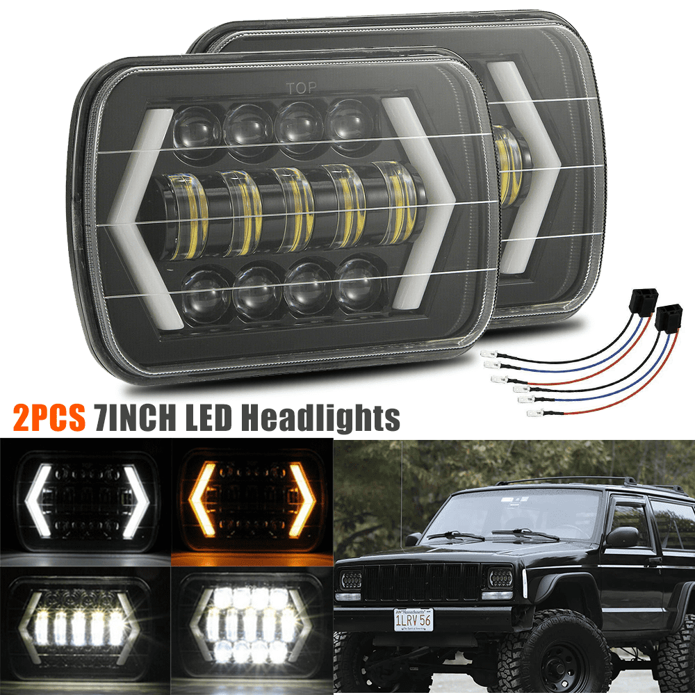 2PCS 5X7" 7x6" Rectangle LED High/Low Headlight White 6000k For Toyota ...
