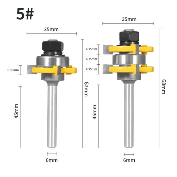 2PCS 6/6.35/8/12/12.7MM Shank 47.6MM Cutter Router Bit Woodworking ...