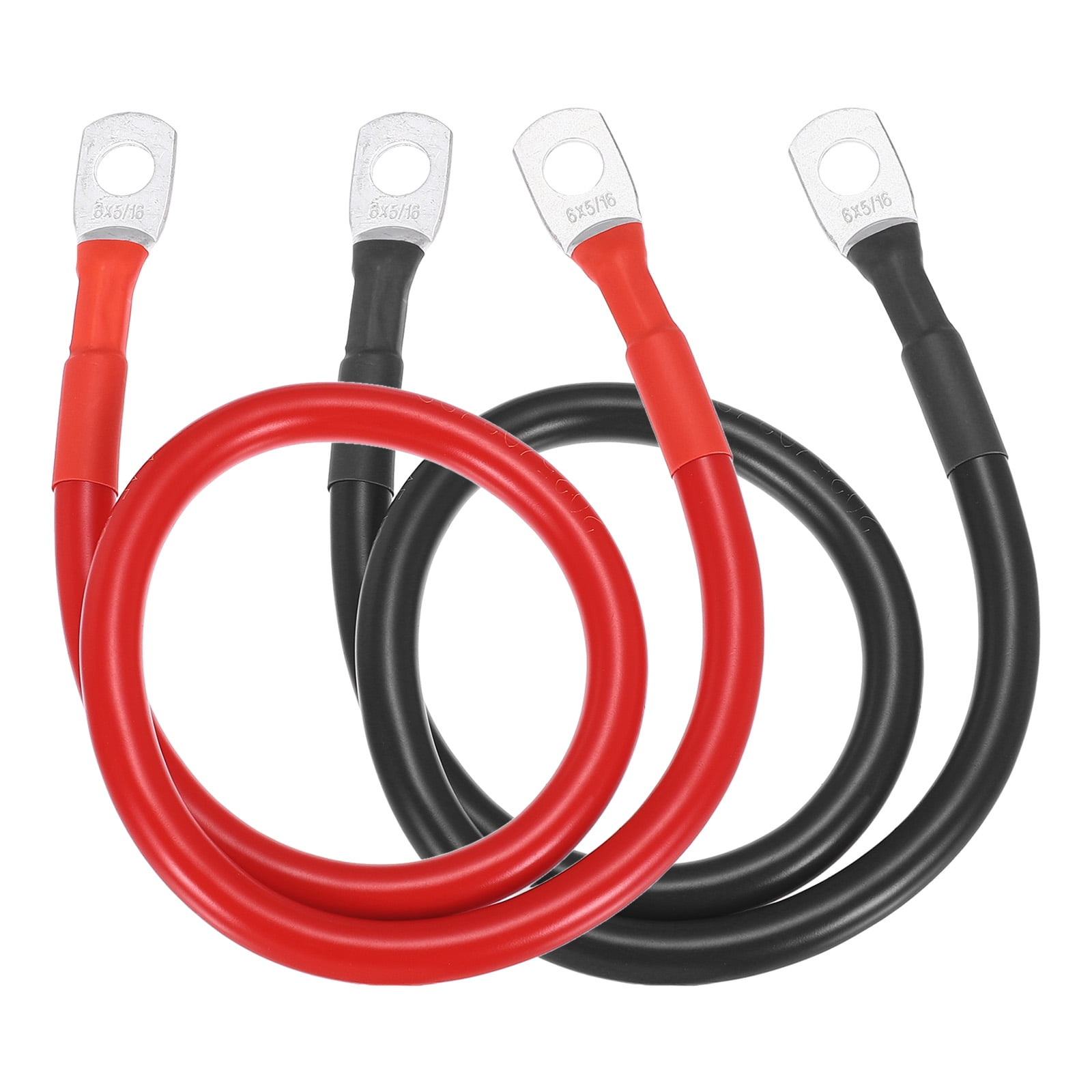 2PCS 6 AWG Battery Cable, 1.5ft Battery Inverter Cables with 5/16" Ring ...