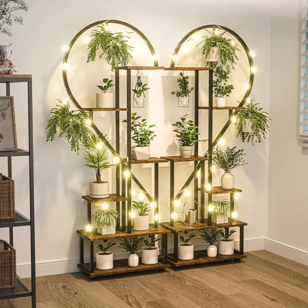 2PCS 6-Layer Plant Stand Large Heart Shaped Flower Pot Herb Display ...