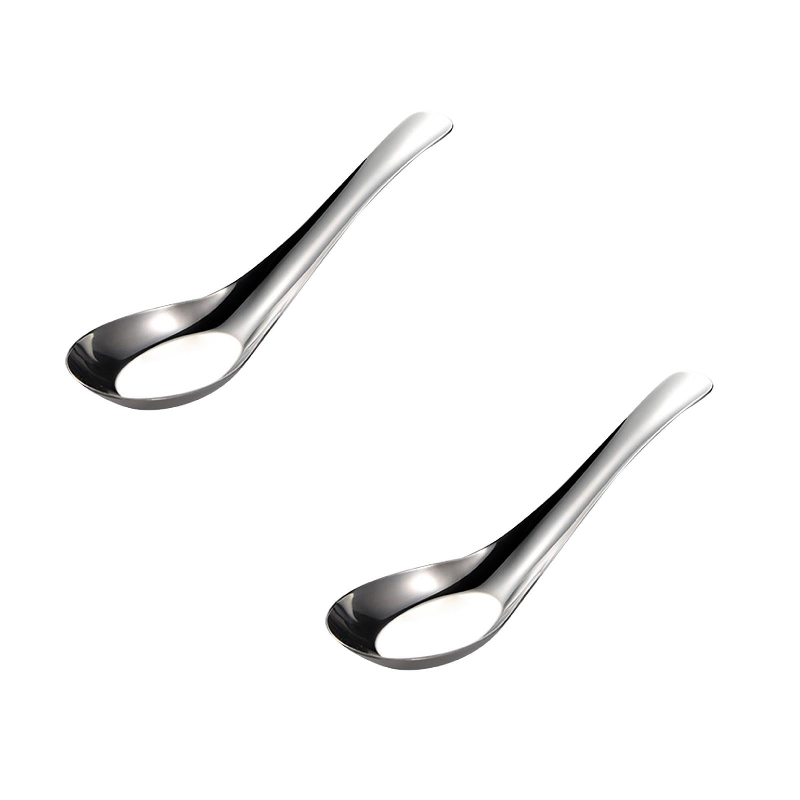 2PCS 6” Stainless Steel Soup Spoons,Chinese Soup Spoon Dinner Spoons ...