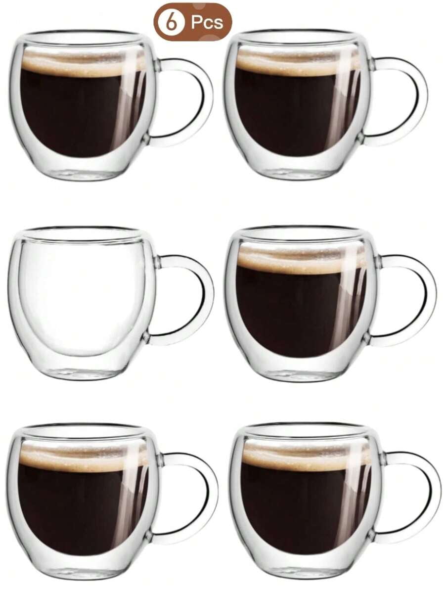 2PCS/6PCS 2.8oz Double Wall Heat-Resistant Glass Espresso Cups ...