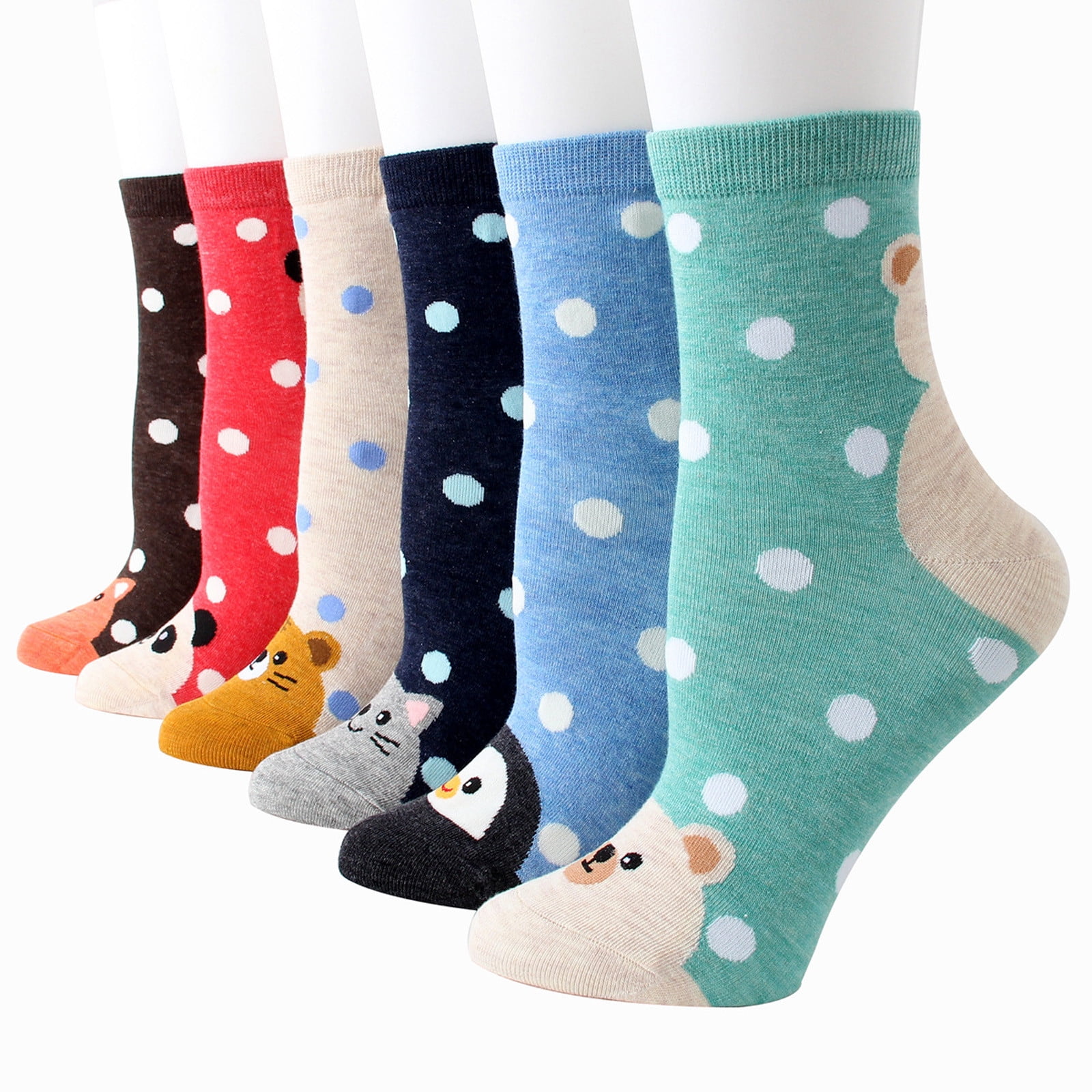 2PCS 6Pair Women Casual Print Cotton Pattern Lady Socks Tube ...