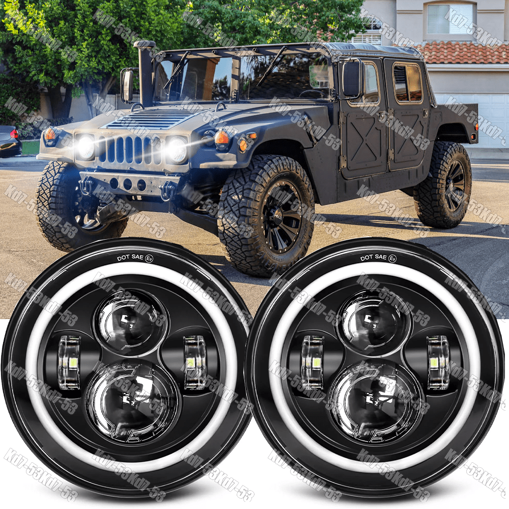 2PCS 7" LED Headlights For Hummer Humvee m998 LMTV BMY M1045 M1078 M925 ...